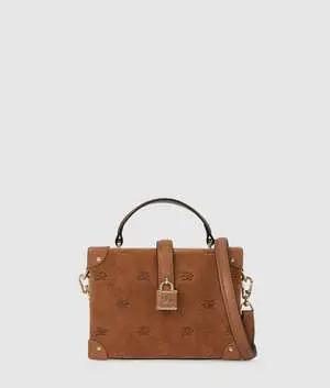 Karl Lagerfeld K/autograph Padlock Suede Trunk Bag - Dark Tan