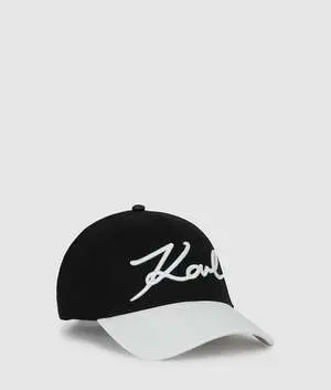 Karl Lagerfeld K/signature Cap With Contrast Peak - White/black