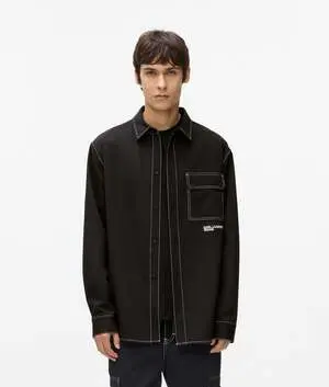 KL JEANS Contrast Stitch Shirt - Black