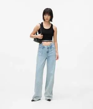 KL JEANS Jeans Logo Tape Cropped Tank Top