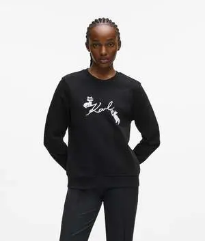 Karl Lagerfeld Ikon Signature Choupette Sweatshirt - Black