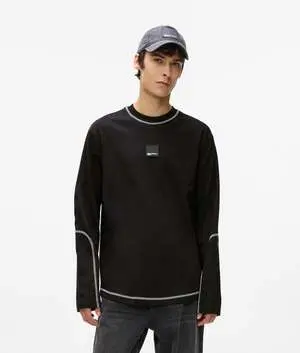 KL JEANS Jeans Contrast Stitch Long-sleeved T-shirt - Black