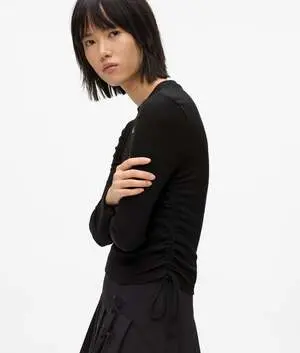 KL JEANS Jeans Ribbed Ruched Long Sleeve Top