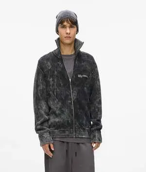 KL JEANS Jeans Washed Ribbed Zip-up Sweater - Washed Black
