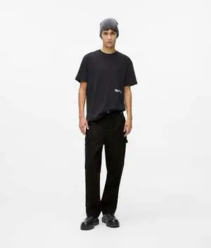 KL JEANS Jeans Carpenter Pants With Mixed-material Pocket - Washed Blue-black