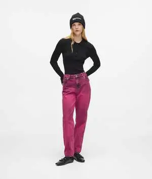 KL JEANS Spray Paint Mom Jeans - Pink Spray