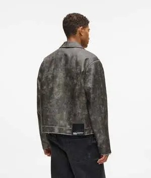 KL JEANS Distressed Faux Leather Jacket