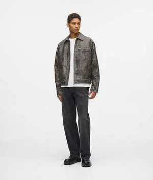 KL JEANS Distressed Faux Leather Jacket