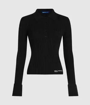 Karl Lagerfeld Long-sleeved Knitted Polo Shirt