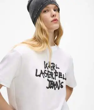 KL JEANS Jeans Cropped Graffiti T-shirt - White
