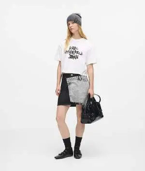 KL JEANS Jeans Cropped Graffiti T-shirt - White