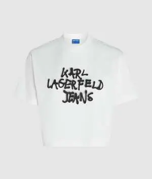 KL JEANS Jeans Cropped Graffiti T-shirt - White