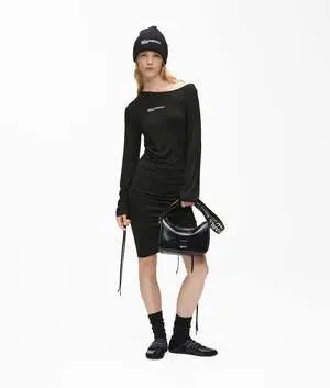 KL JEANS Jeans Off-shoulder Drawstring Dress - Black