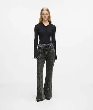 KL JEANS Jeans Seamed High-rise Flared Jeans - Stone Washed Black