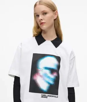 KL JEANS Jeans Digitized Karl T-shirt - White