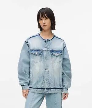 KL JEANS Jeans Collarless Denim Jacket - Visual Light Blue