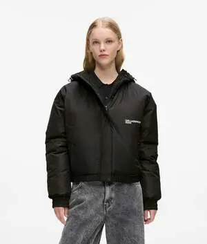 KL JEANS Jeans Lightly Padded Hooded Jacket - Black