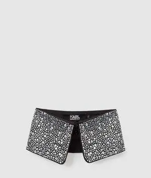 Karl Lagerfeld Karl Lagerfeld Rhinestone Embellished Satin Collar Black