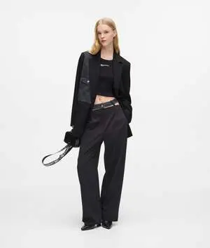 Karl Lagerfeld Denim Panel Double-breasted Blazer