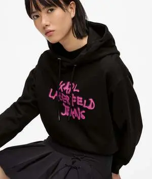 KL JEANS Jeans Graffiti Logo Cropped Hoodie