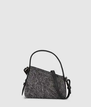 KL JEANS Geo Mini Denim Crossbody Bag - Washed Black