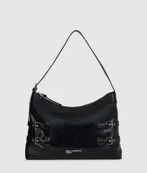 KL JEANS Jeans Large Buckle Shoulder Bag - Black