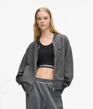 KL JEANS Jeans Washed Zip-up Bomber Sweatshirt - Magnet