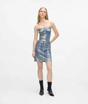 Karl Lagerfeld Coated Denim Mini Skirt - Coated Blue