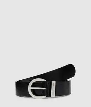 KL JEANS Jeans Round Buckle Leather Belt - Black
