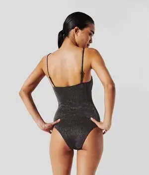 Karl Lagerfeld K/signature Metallic Bandeau One-piece Swimsuit