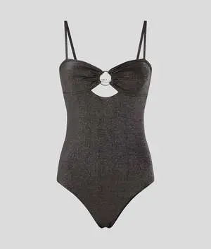 Karl Lagerfeld K/signature Metallic Bandeau One-piece Swimsuit