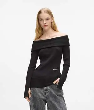 KL JEANS Jeans Off-shoulder Ribbed Knit Top