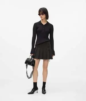 KL JEANS Pleated Mini Skirt With Tie Detail
