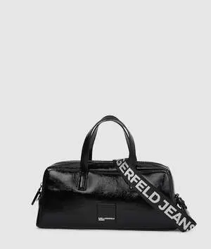 KL JEANS Jeans Glossy Bowling Bag With Branded Strap - Black