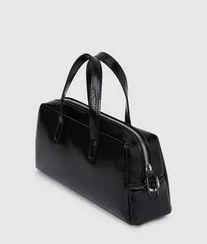 Karl Lagerfeld Glossy Bowling Bag With Branded Strap