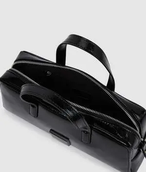 Karl Lagerfeld Glossy Bowling Bag With Branded Strap