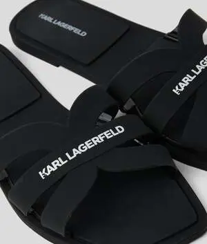 Karl Lagerfeld Matte Rubber Jelly Slides With Cut-out Detail