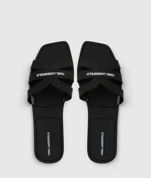 Karl Lagerfeld Matte Rubber Jelly Slides With Cut-out Detail