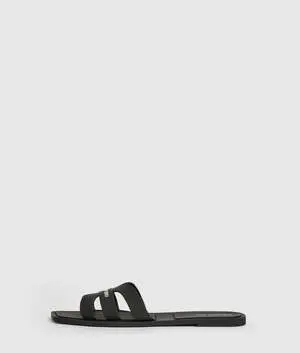 Karl Lagerfeld Matte Rubber Jelly Slides With Cut-out Detail - Black