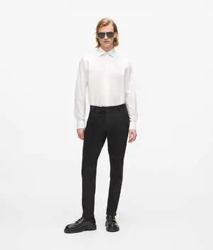 Karl Lagerfeld Tailored Faux-leather Detail Pants - Black