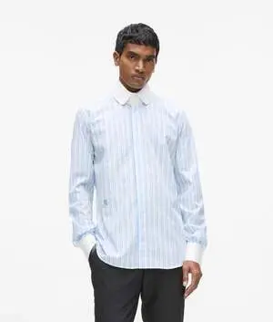 Karl Lagerfeld Contrast Collar Striped Shirt - Royal
