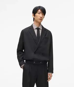 Karl Lagerfeld Short Double-breasted Blazer - Black