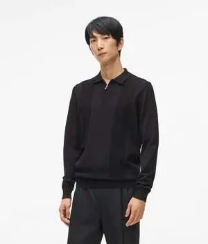 Karl Lagerfeld Zip-up Polo Shirt - Black