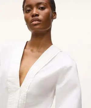 Karl Lagerfeld V-neck Shirt With Balloon Sleeves And Pleated Front