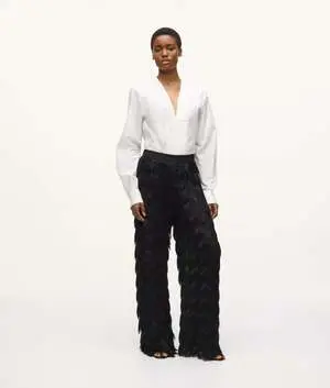 Karl Lagerfeld V-neck Shirt With Balloon Sleeves And Pleated Front - White