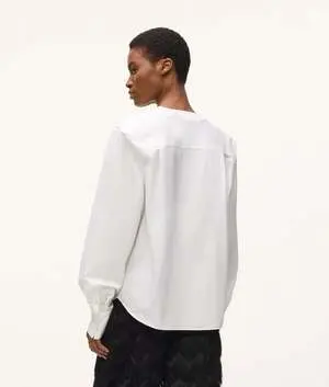 Karl Lagerfeld V-neck Shirt With Balloon Sleeves And Pleated Front