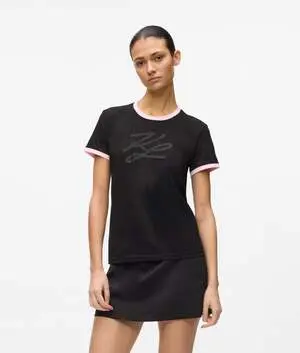 Karl Lagerfeld Exclusive Rhinestone Autograph T-shirt - Black