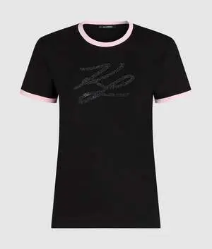Karl Lagerfeld Exclusive Rhinestone Autograph T-shirt
