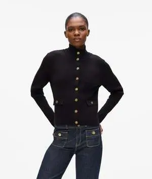 Karl Lagerfeld Rib-knit Cardigan - Black