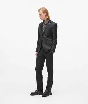 Karl Lagerfeld Slim-fit Wool-blend Stretch Pants - Black